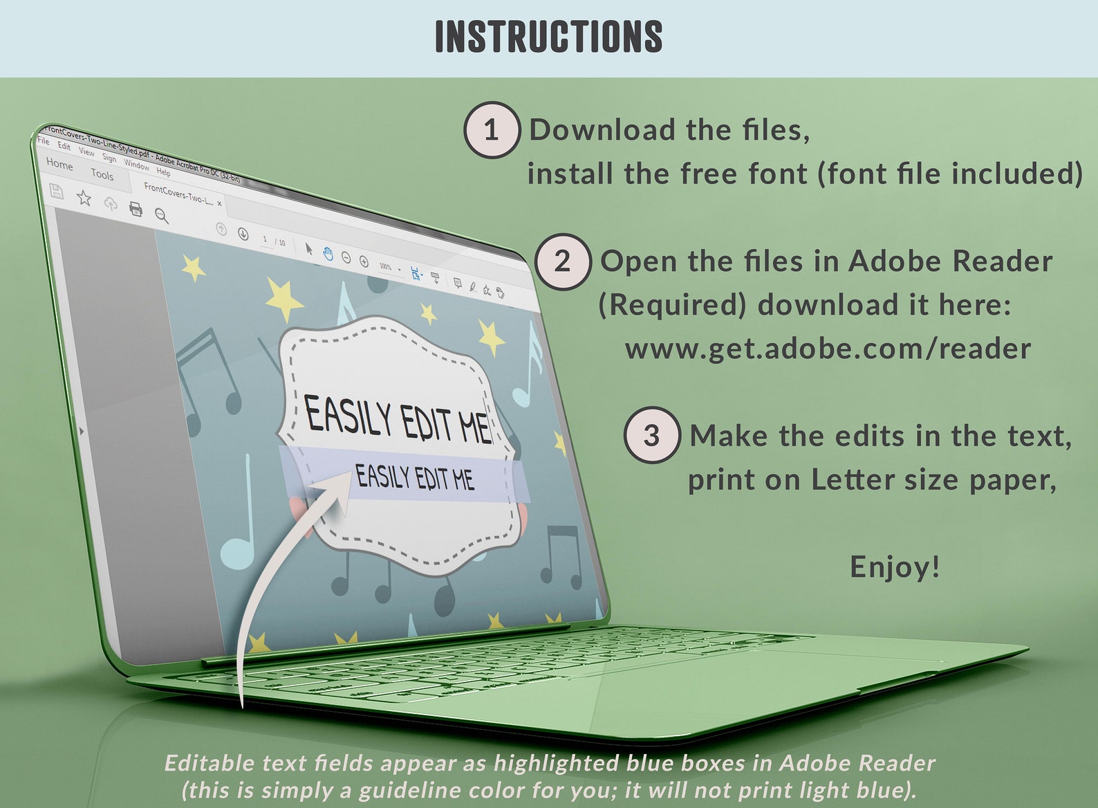 Binder Cover Music 10 Printable/editable Coversspines - Etsy