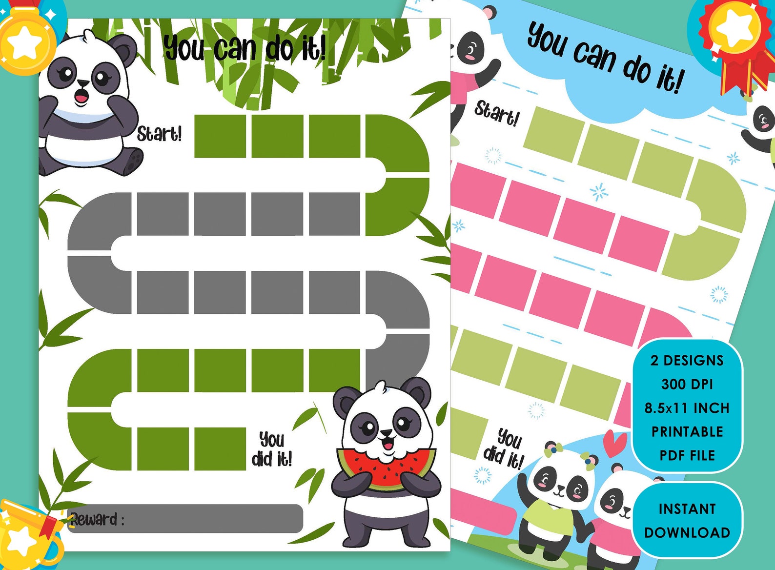 Adorable Printable Panda Reward Chart for Kids, Panda Bear-themed ...