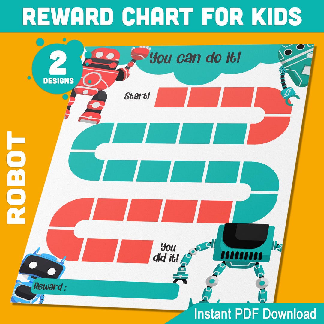 Printable Robot Reward Chart for Kids: Guide Positive Behavior With 2 ...