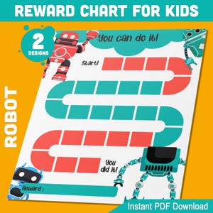 Printable Robot Reward Chart for Kids: Guide Positive Behavior With 2 ...