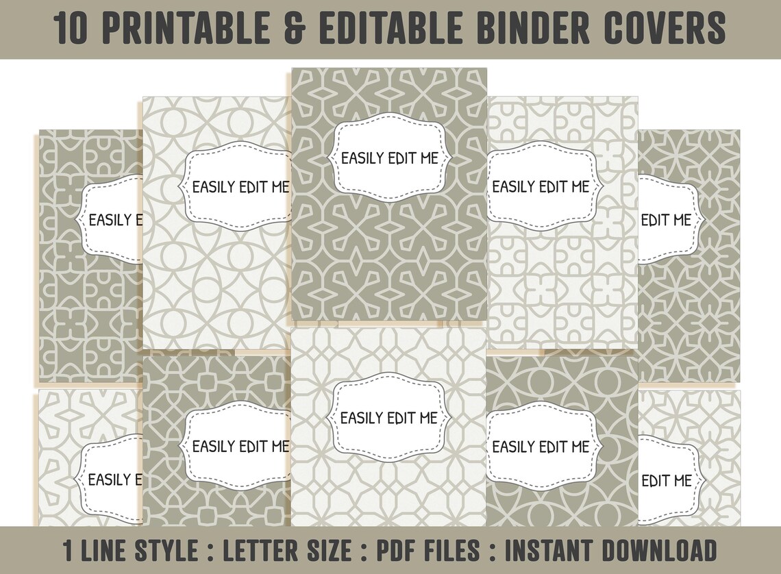 Binder Cover Printable Editable 10 Binder Covers & Spines - Etsy