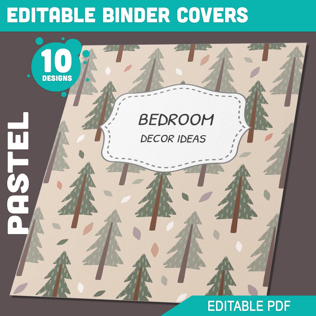 Soft Pastel Colors Binder Cover, 10 Printable Editable Covers + Spines ...