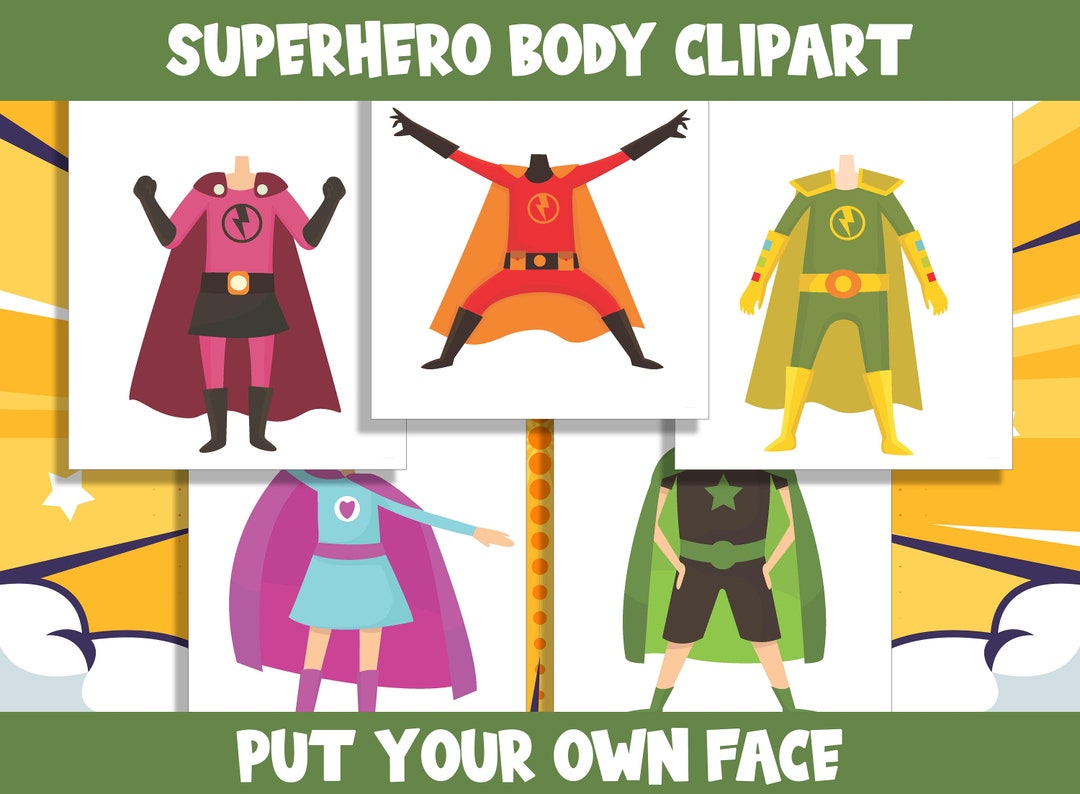 Superhero Body Clipart for Kids (prek to 6th Grade), 20 Pages, PDF File ...