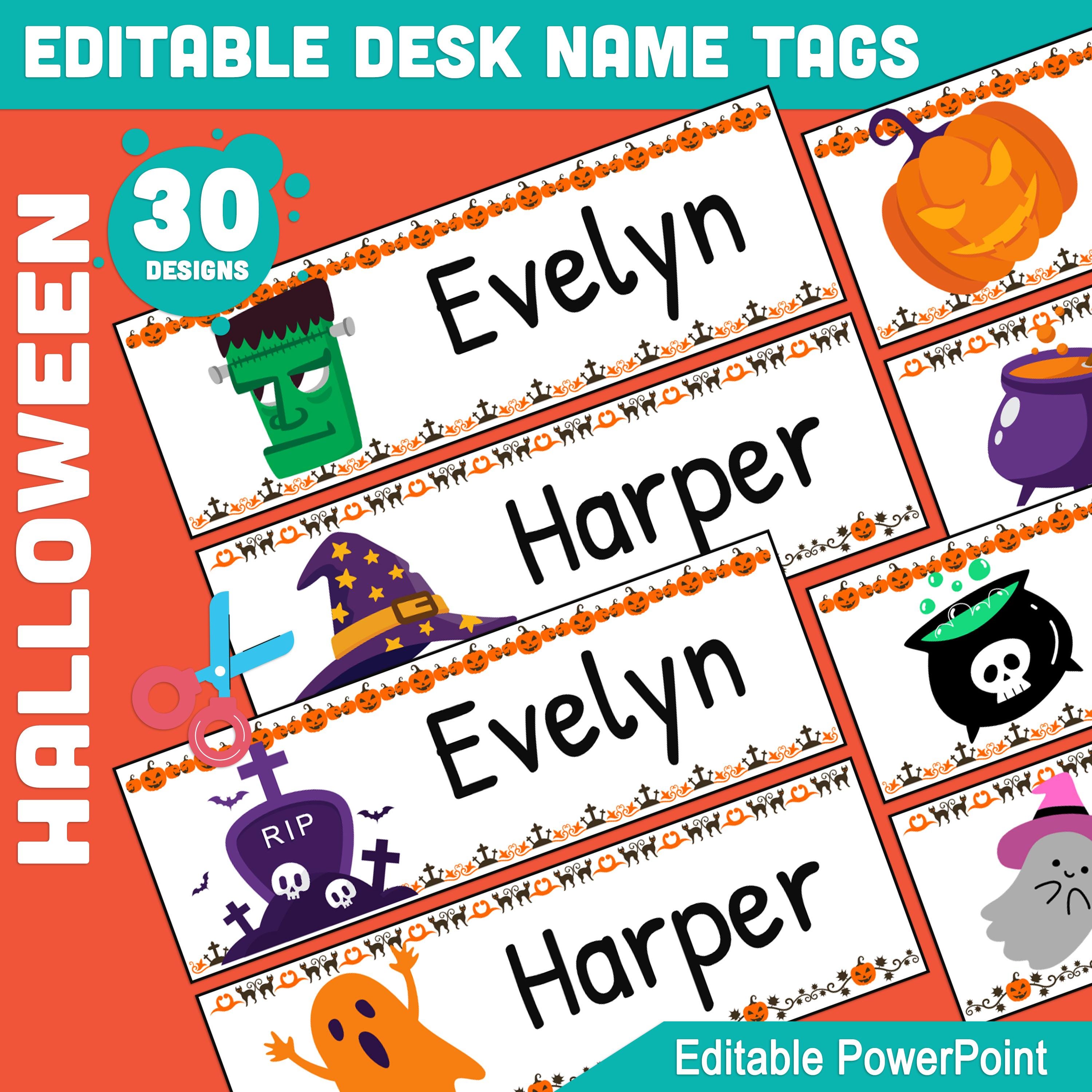 Editable Halloween Name Tags for Students: Funny Bulletin Board ...
