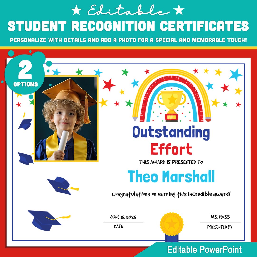 Student Recognition Certificates – Editable End of Year Awards ...