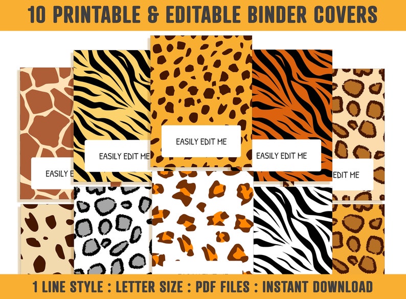 Binder Cover and Spine, 10 Printable & Editable Binder Coversspines ...
