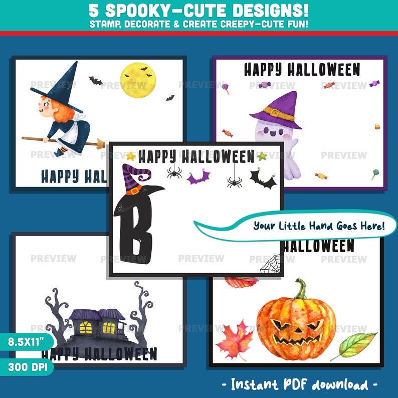 Happy Halloween Handprint Crafts: 5 Printable Designs, Turn Little ...