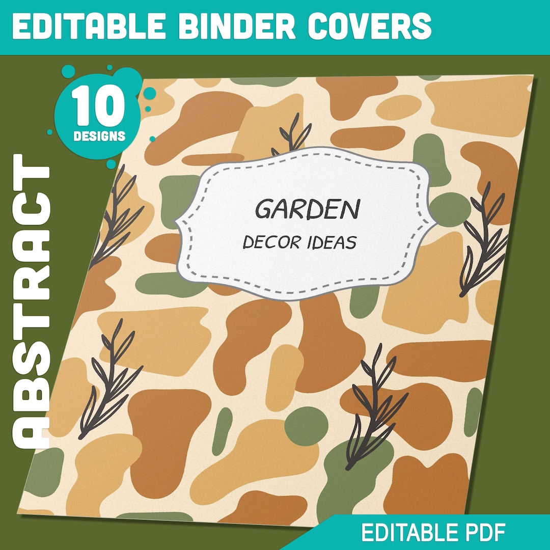 Mixed Abstract Shapes Binder Cover, 10 Printable & Editable Binder Covers+spines, Teacher/school ...