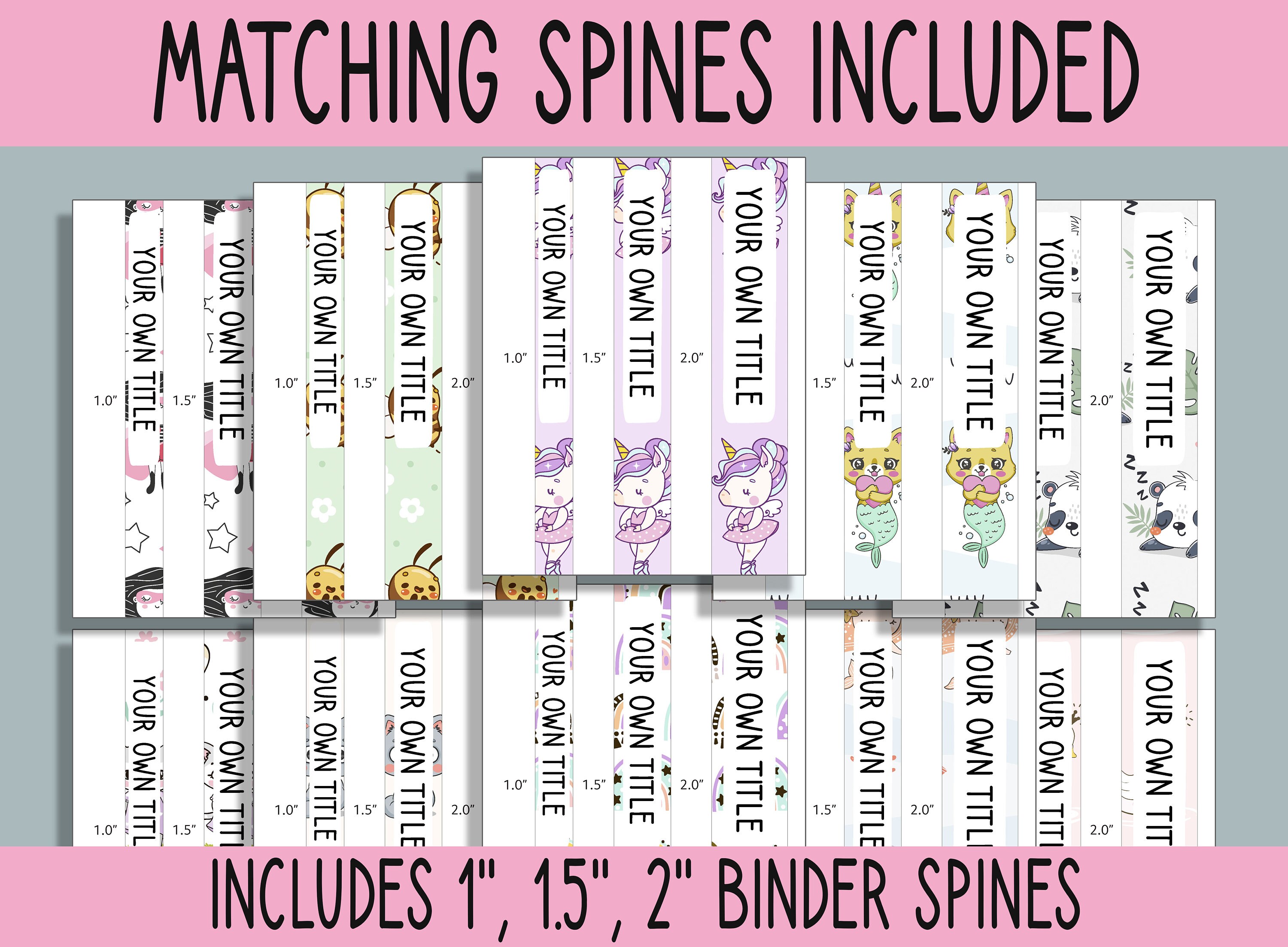 10 Editable Girls Binder Covers, Includes 1, 1.5, 2 Spines, Available ...