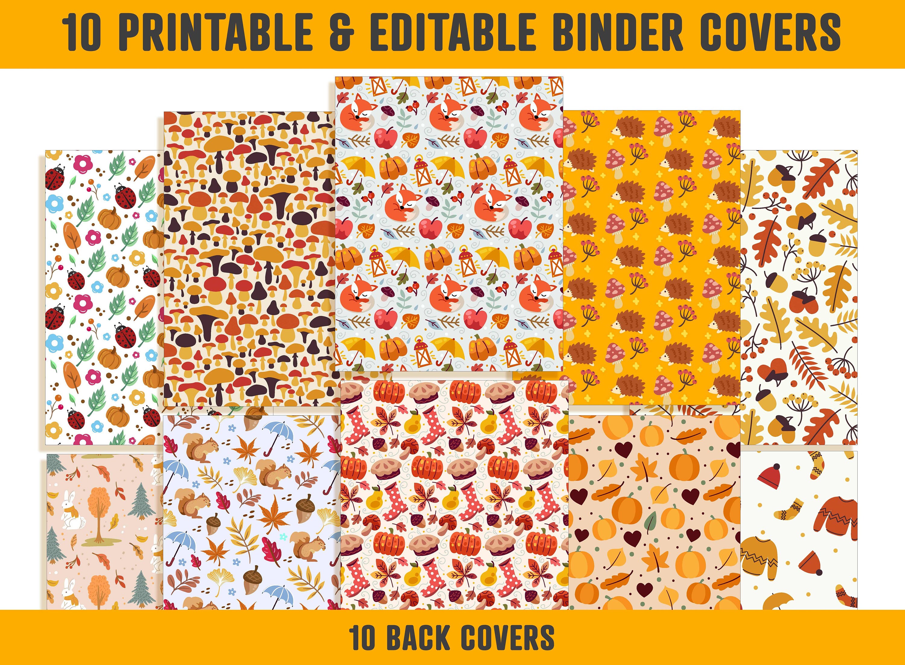 Fall Planner Covers, 10 Editable Binder Covers and Spines, Binder Cover ...