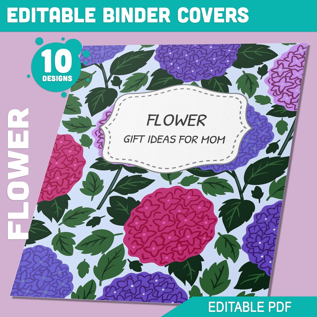 Blooming Flowers Binder Cover, 10 Printable/editable Binder Covers ...