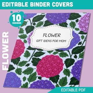 Blooming Flowers Binder Cover, 10 Printable/editable Binder Covers ...