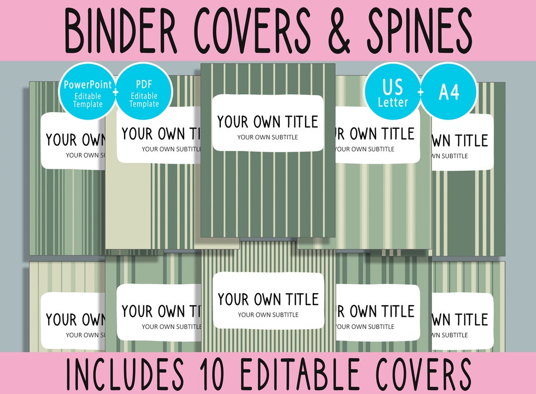 10 Editable Strip Pattern Binder Covers Includes 1 1.5 - Etsy