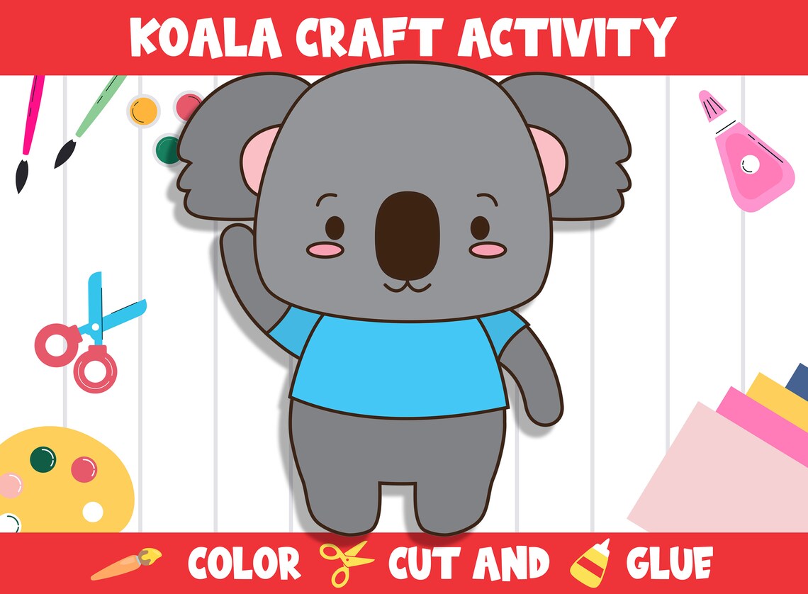 Cute Koala Craft Activity Color, Cut, and Glue for Prek to 2nd Grade ...