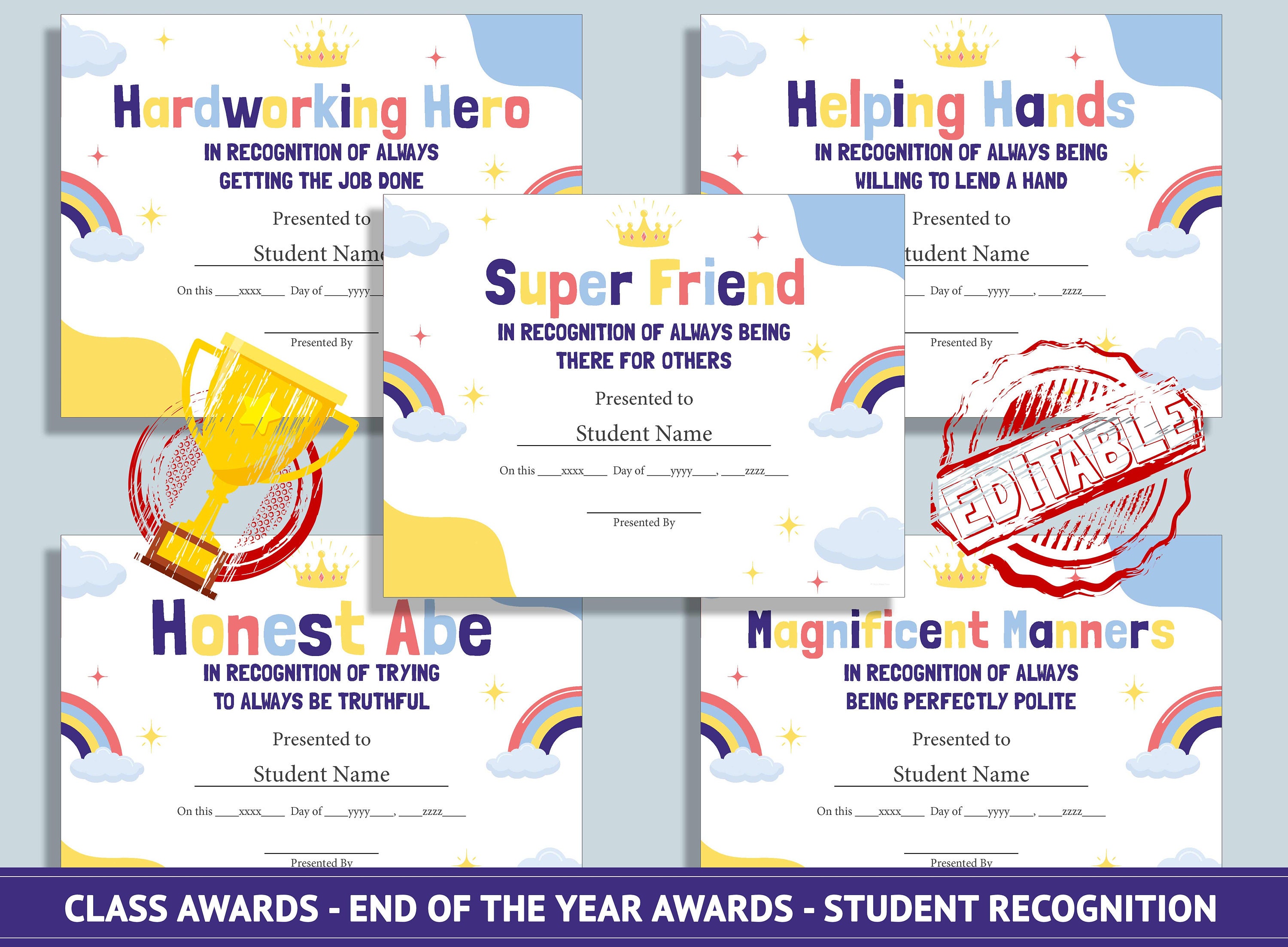 26 Editable Classroom Awards End of the Year Awards - Etsy