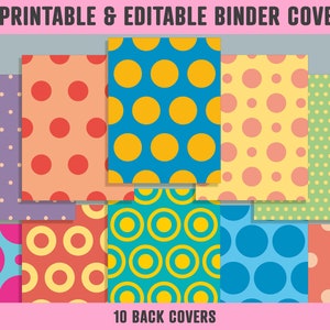 Pastel & Bright Colors Polka Dot Binder Cover, 10 Printable/editable ...