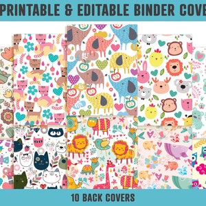 Animal Planner Covers, 10 Editable Binder Covers and Spines, Binder ...