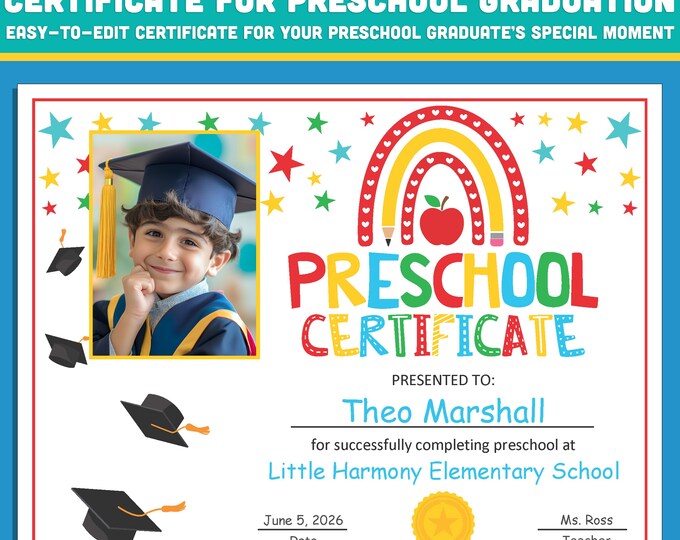 Editable Preschool Moving up Certificates - Etsy Canada