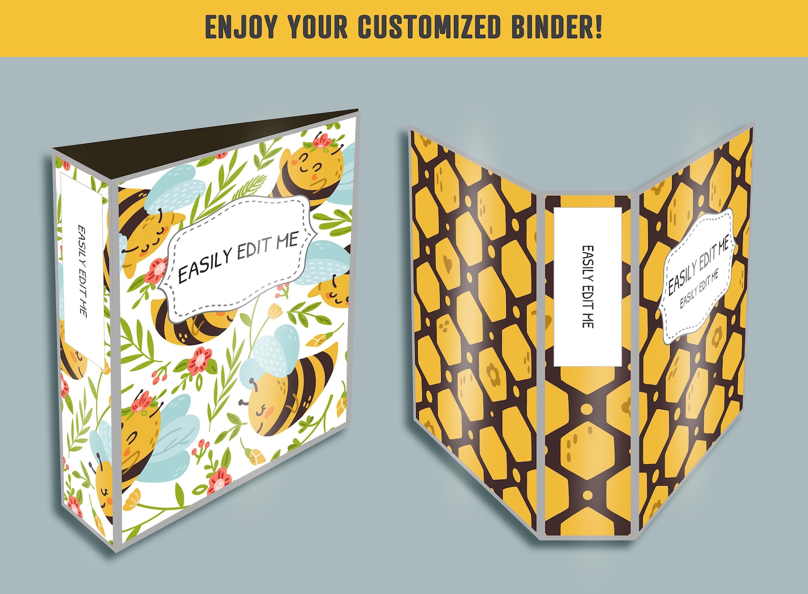 Honey Bee Binder Cover 10 Printable & Editable Binder Covers - Etsy