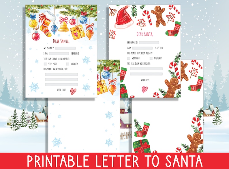 Whimsical Wishes: Fillable & Blank Letter to Santa Prints Capture ...