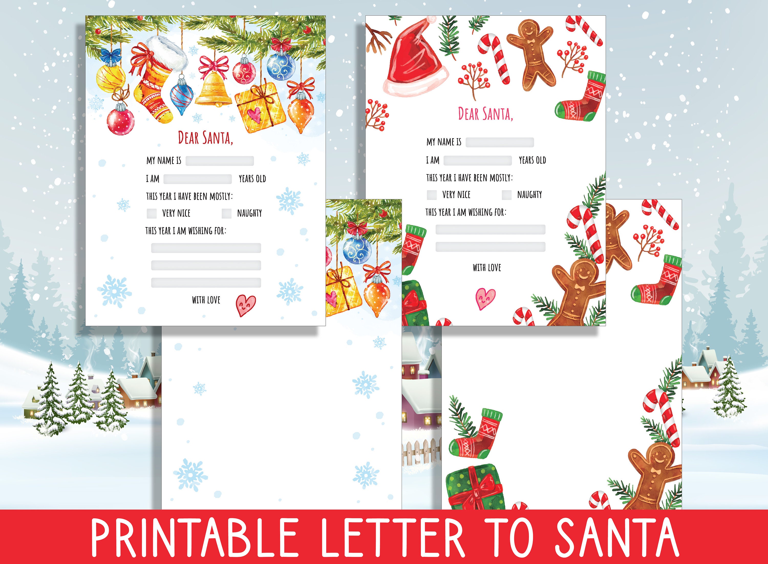 Whimsical Wishes: Fillable & Blank Letter to Santa Prints Capture ...