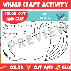 Cute Whale Craft Activity - Color, Cut, and Glue for Prek to 2nd Grade ...
