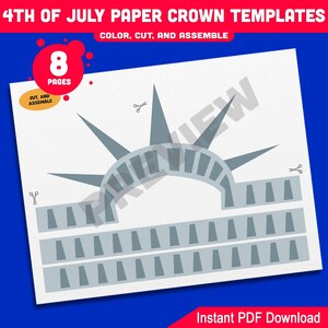 4th of July Paper Crown Templates – Printable Patriotic Headband Craft ...