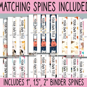 10 Editable Puppy & Kitten Binder Covers, Includes 1, 1.5, 2" Spines ...