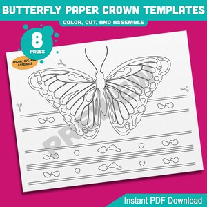 Butterfly Paper Crown Templates – Printable Spring Headband Craft for ...