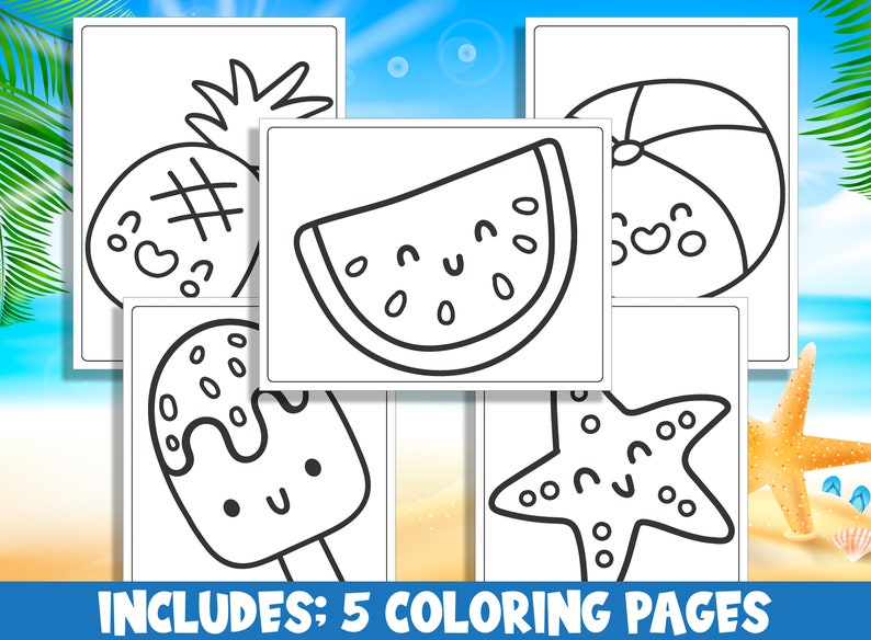 How to Draw Summer Elements watermelon, Ice Cream Popsicle, Starfish ...