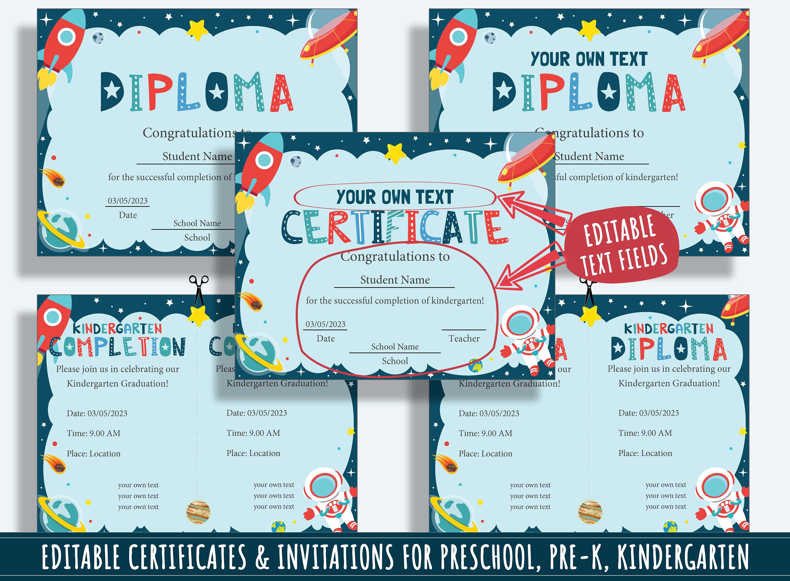 Pre K Graduation Certificate, Editable End of Year Diplomas ...