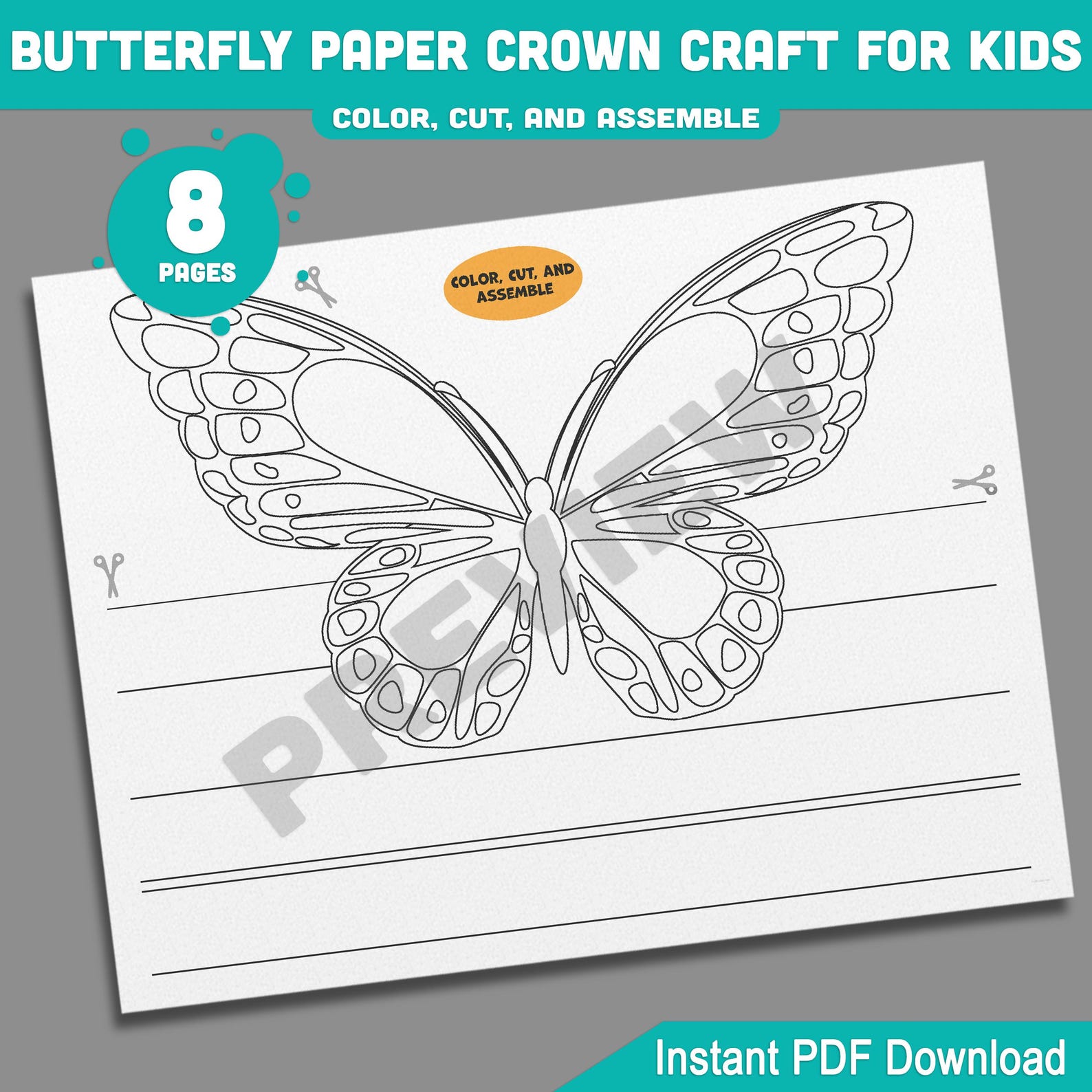 Butterfly Paper Crown Craft for Kids – 4 Fun Spring Headband and Hat ...