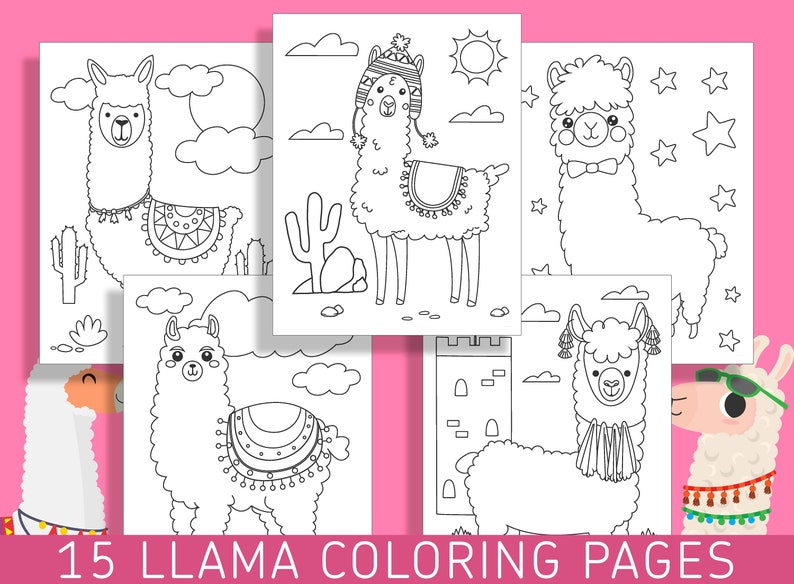 15 Fun and Adorable Llama Coloring Pages for Kids and Adults, PDF File ...
