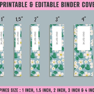 Flowers and Leaves Binder Cover, 10 Printable & Editable Covers+spines ...