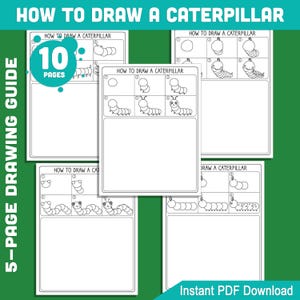 How to Draw a Caterpillar for Kids: Fun 5-page Step-by-step Tutorial ...