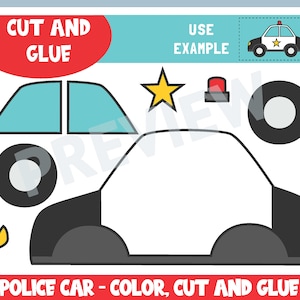 Police Car Craft Activity - Color, Cut, and Glue for Prek to 2nd Grade ...