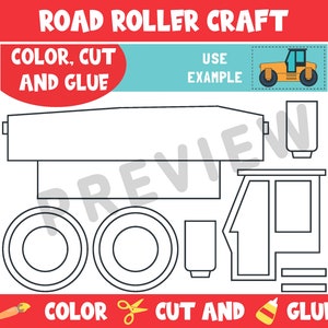 Road Roller Craft Activity - Color, Cut, and Glue for Prek to 2nd Grade ...