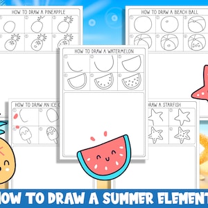 How to Draw Summer Elements (watermelon, Ice Cream Popsicle, Starfish ...