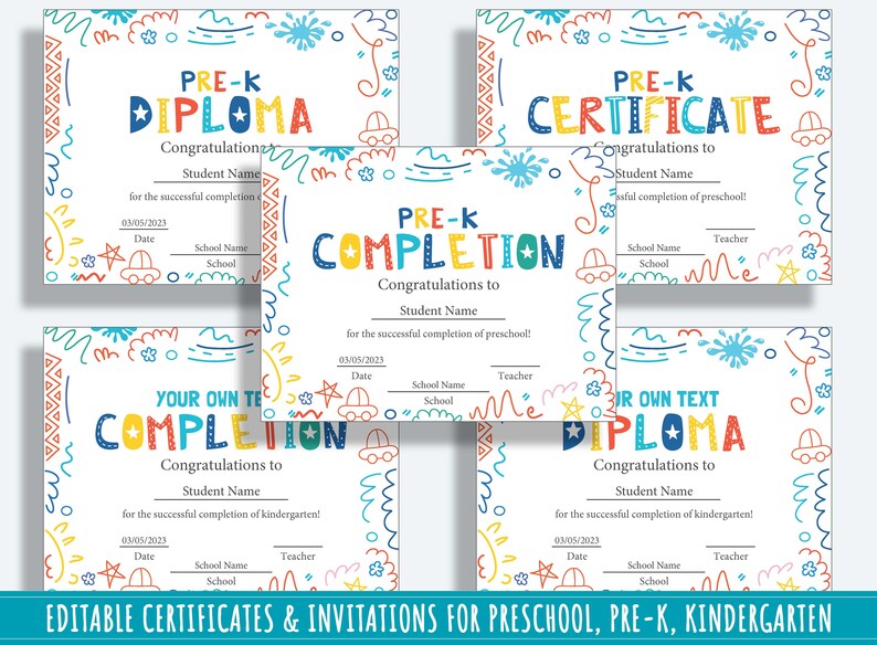 Certificate Template Editable End of Year Diplomas - Etsy