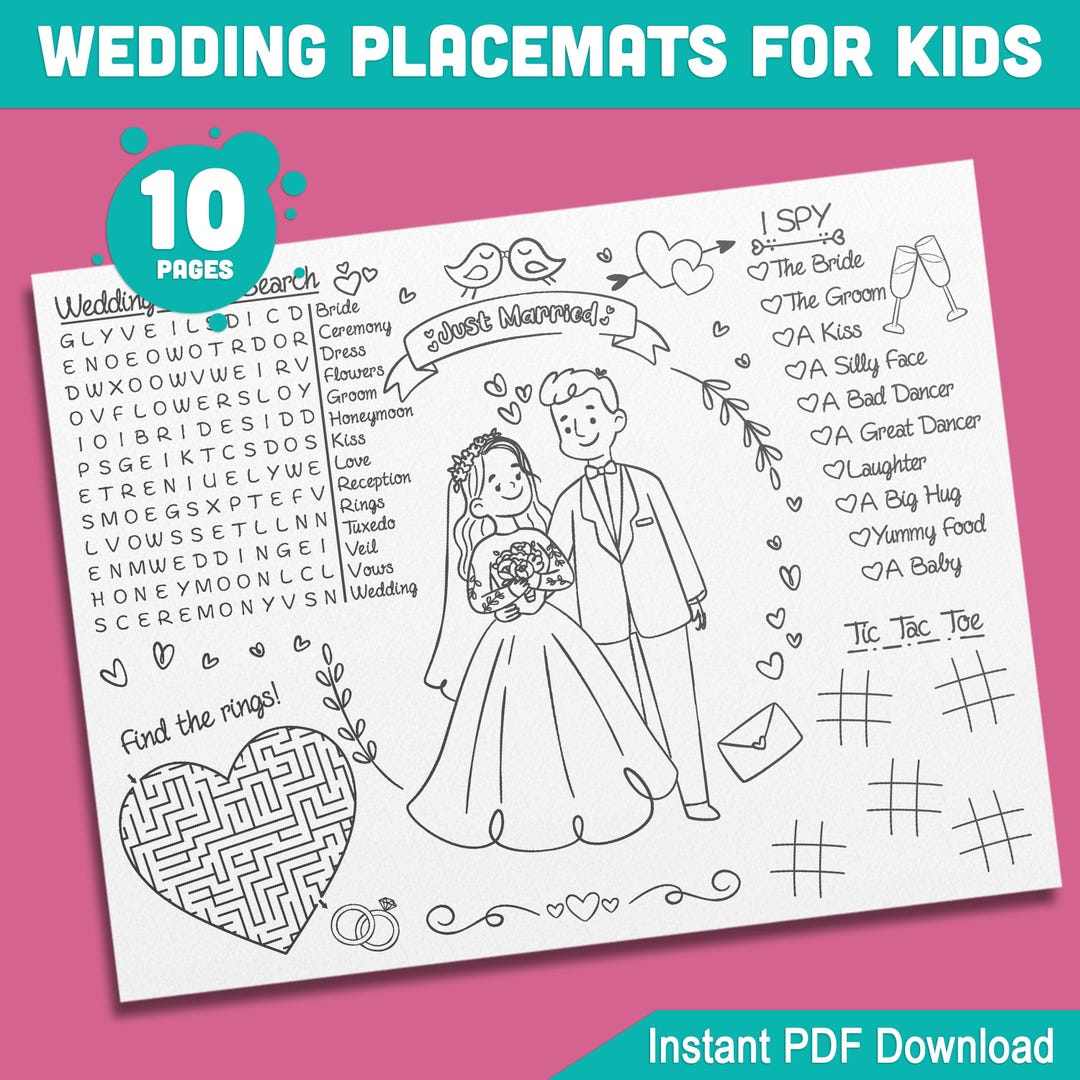Wedding Coloring Pages: Fun Activity Book for Kids, Perfect for Wedding ...