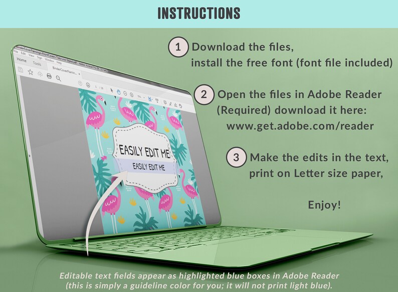 Binder Cover Flamingo 10 Printable & Editable Binder - Etsy