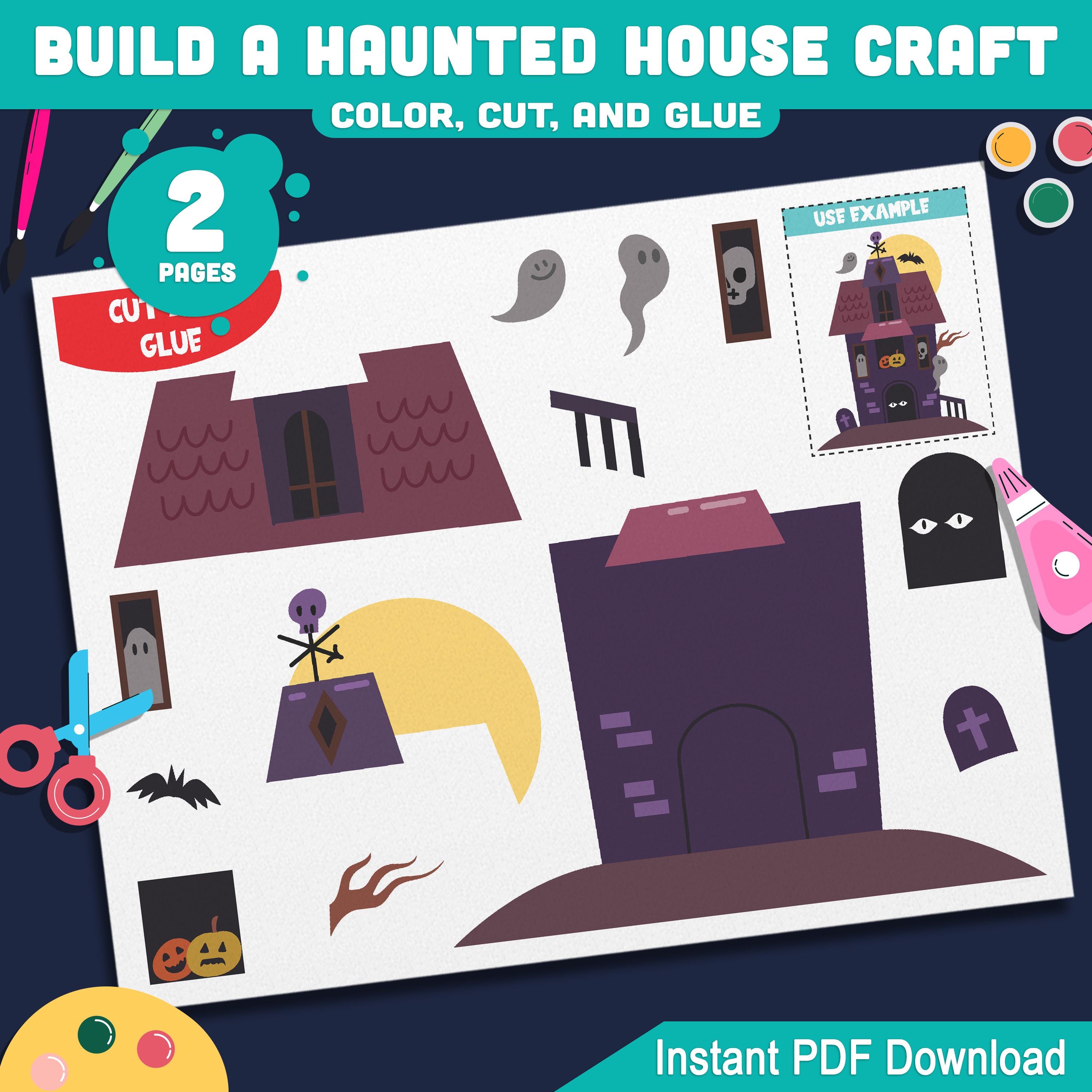 Build a Haunted House Craft, Printable Halloween Craft for Kids, Fun ...