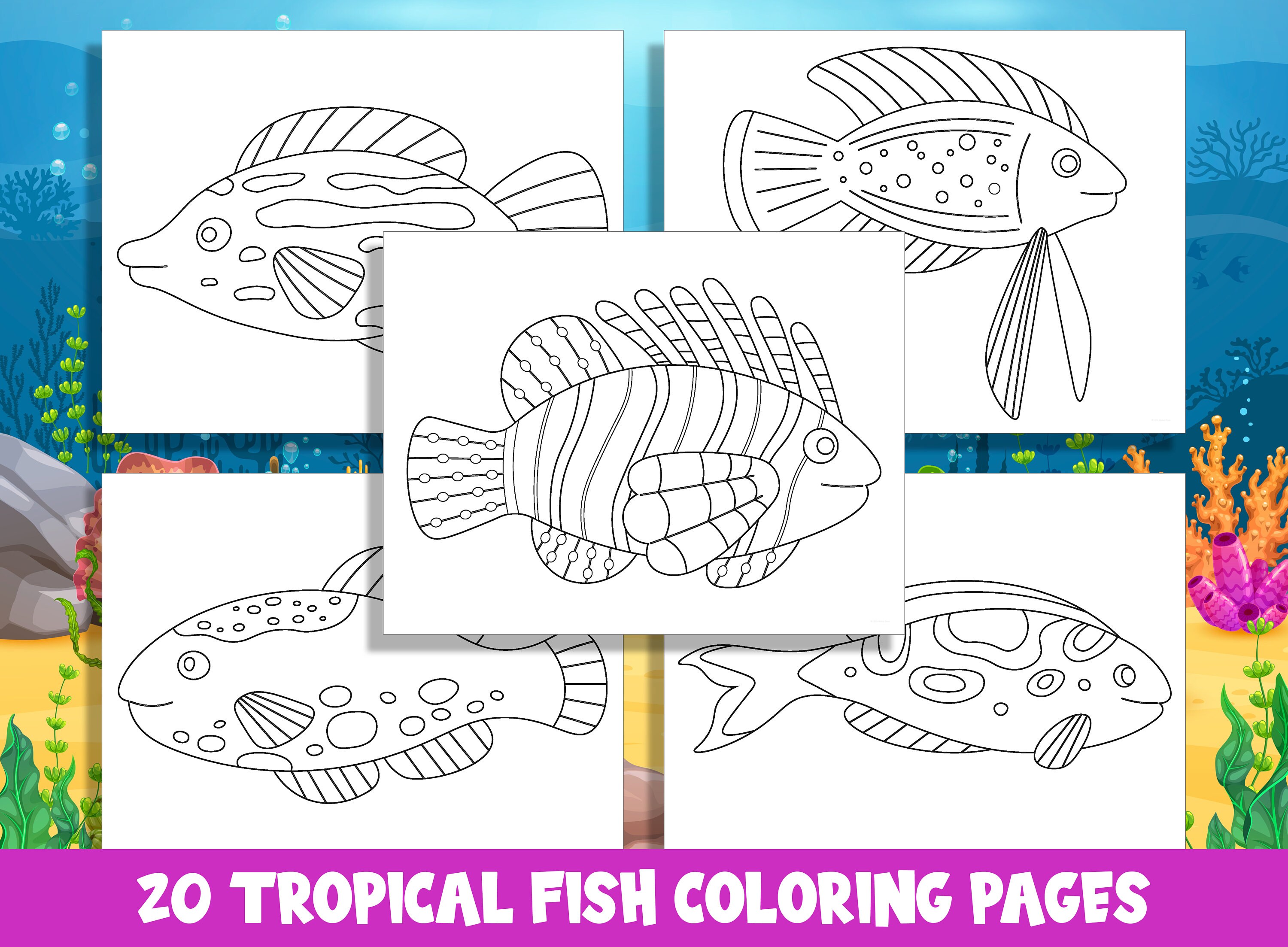 Tropical Fish Coloring Pages: 20 Fun and Educational Activity Sheets ...