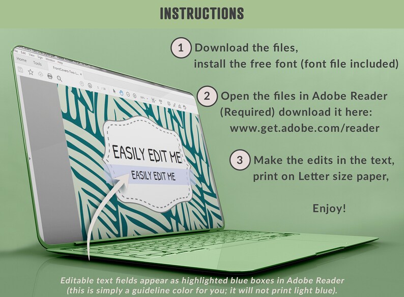 Tropical Leaves Binder Cover, 10 Printable & Editable Covers+spines ...