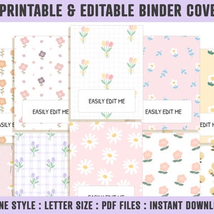 Flower Binder Cover, 10 Covers+spines, Binder Cover Printable, Editable ...