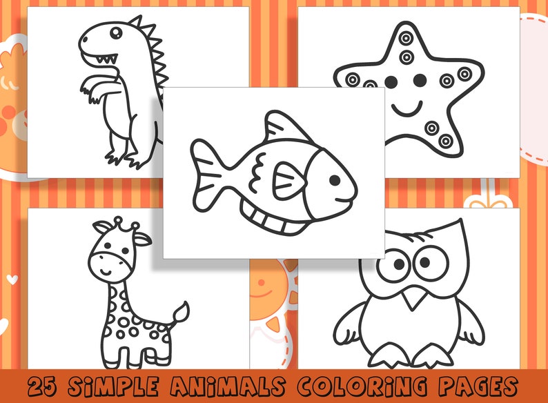 25 Simple Animal Coloring Pages for Preschool and Kindergarten, PDF ...
