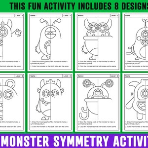 Monsters Symmetry Activities, Monster Theme Lines of Symmetry Activity ...