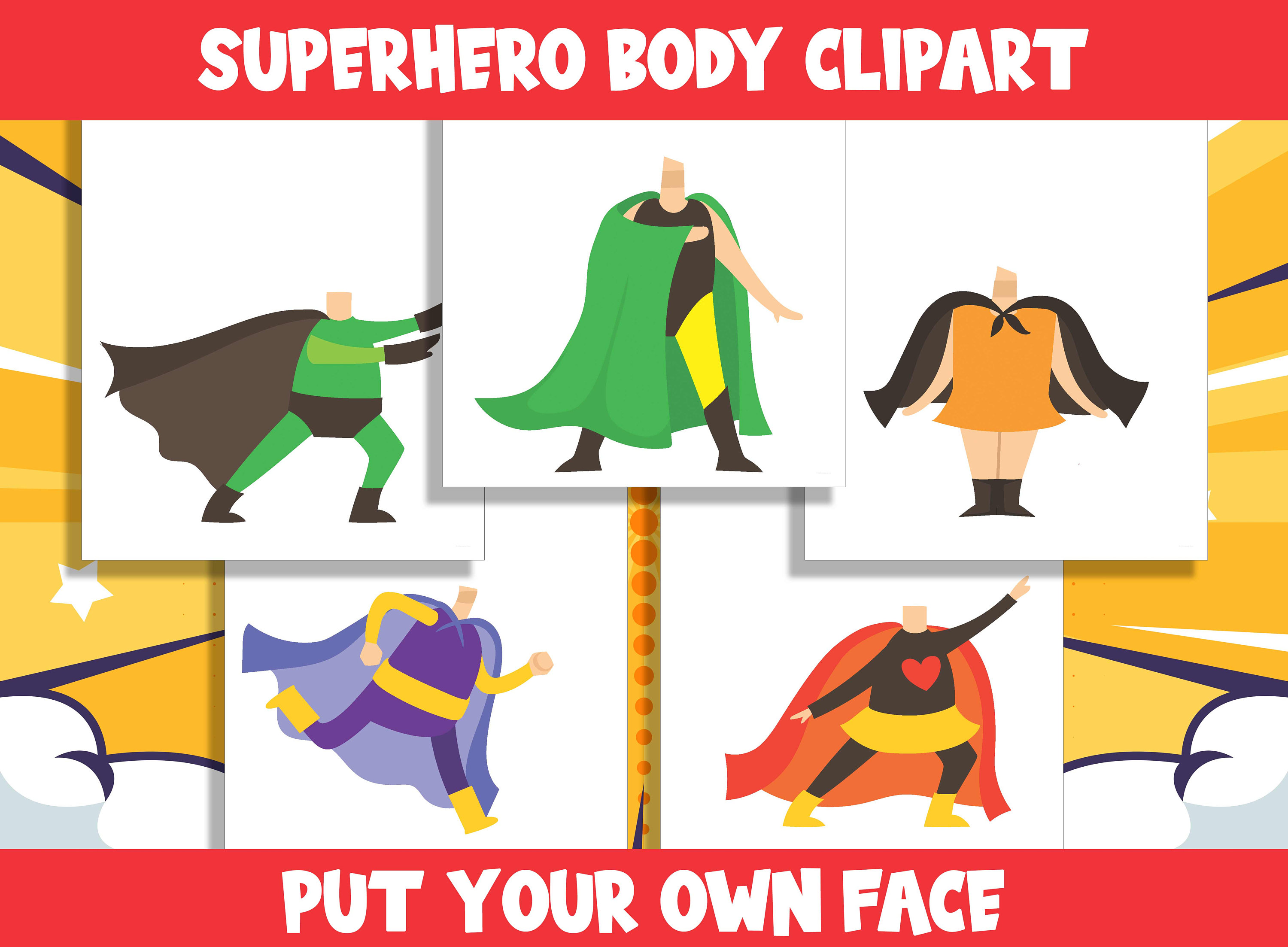 Kid Superhero Body Clipart Set for Prek to 6th Grade, 20 Pages, PDF ...