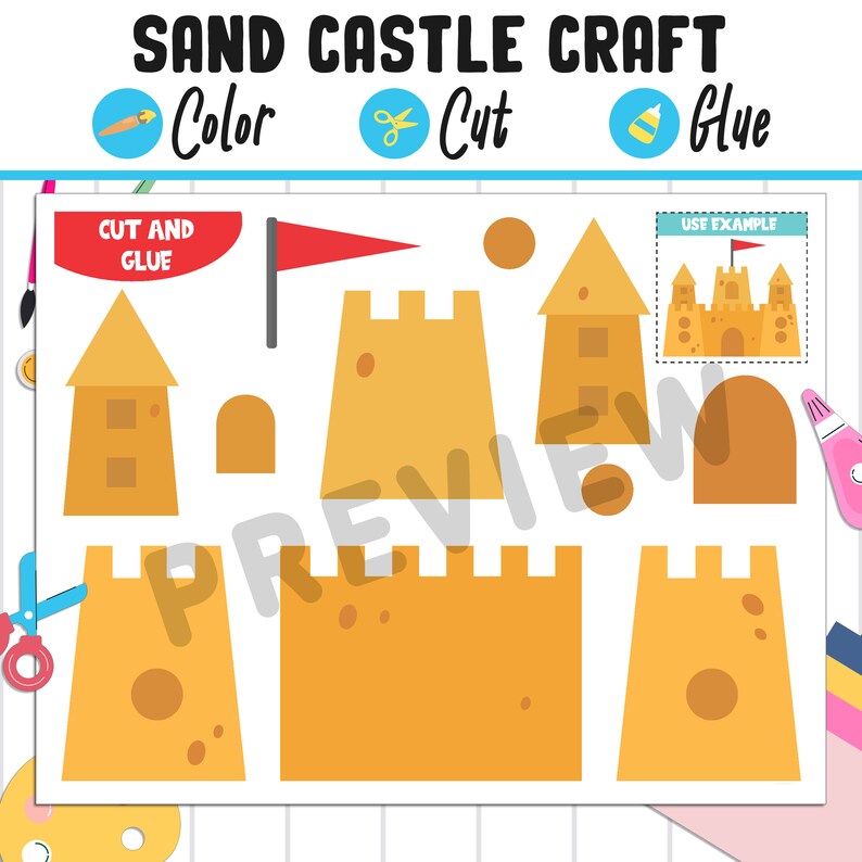 Sandcastle Shapes, Build a Sandcastle: Summer Craft Activity for Kids ...