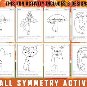 Fall Symmetry Worksheet, Autumn, Halloween, Thanksgiving Lines of ...